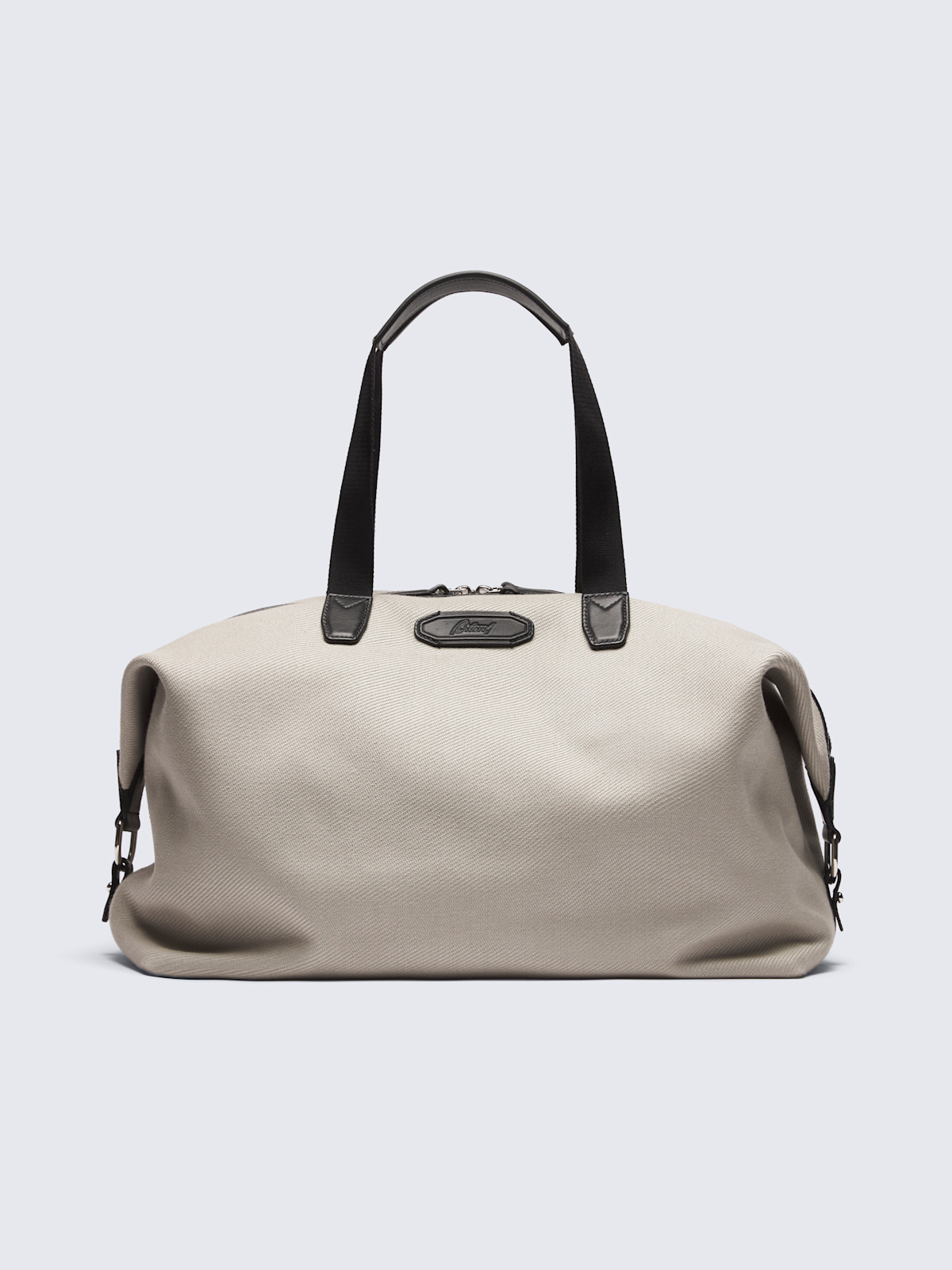 Beige and black ribbed canvas Via Veneto duffle bag