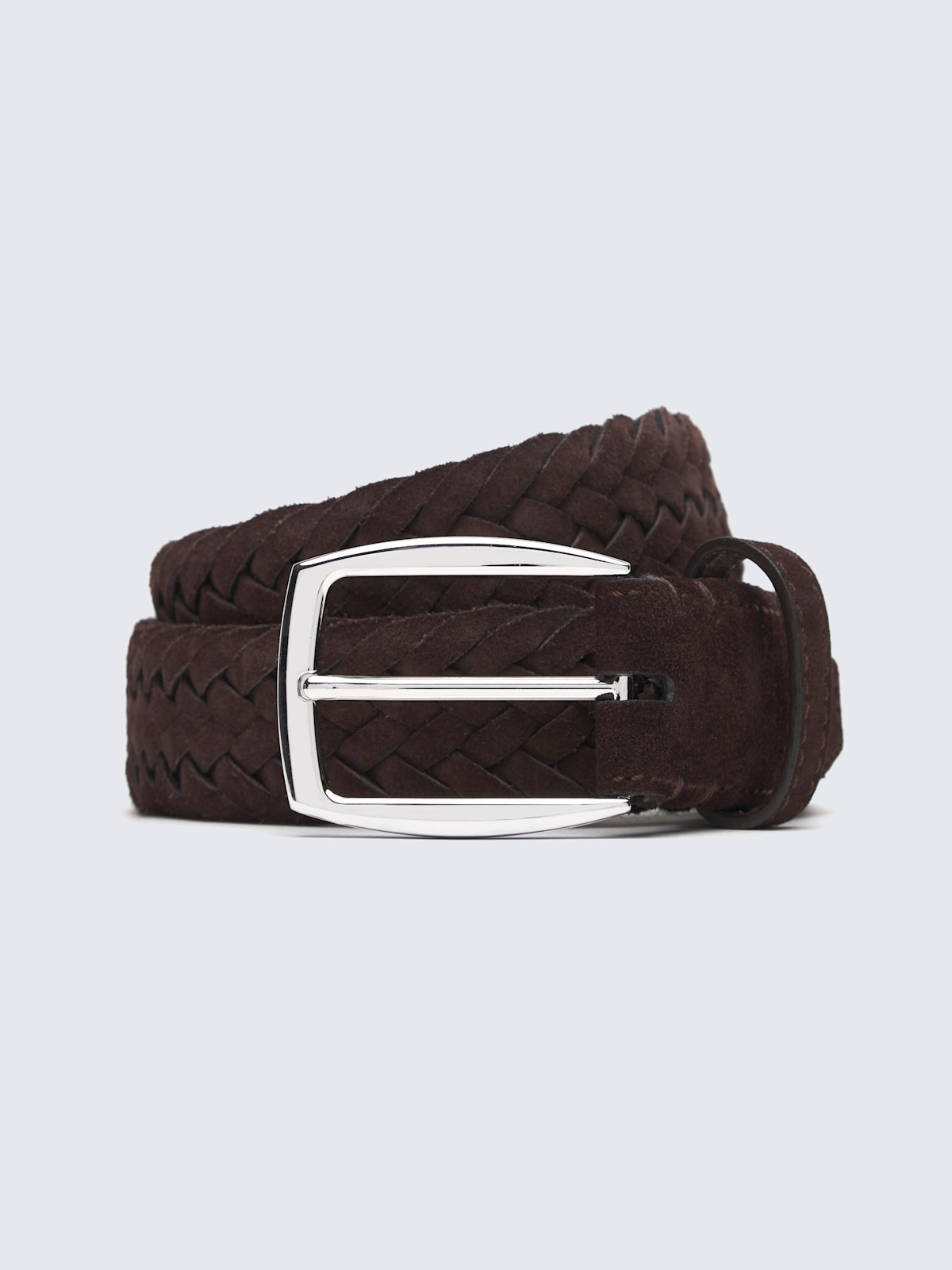 Dark brown nubuck braided belt