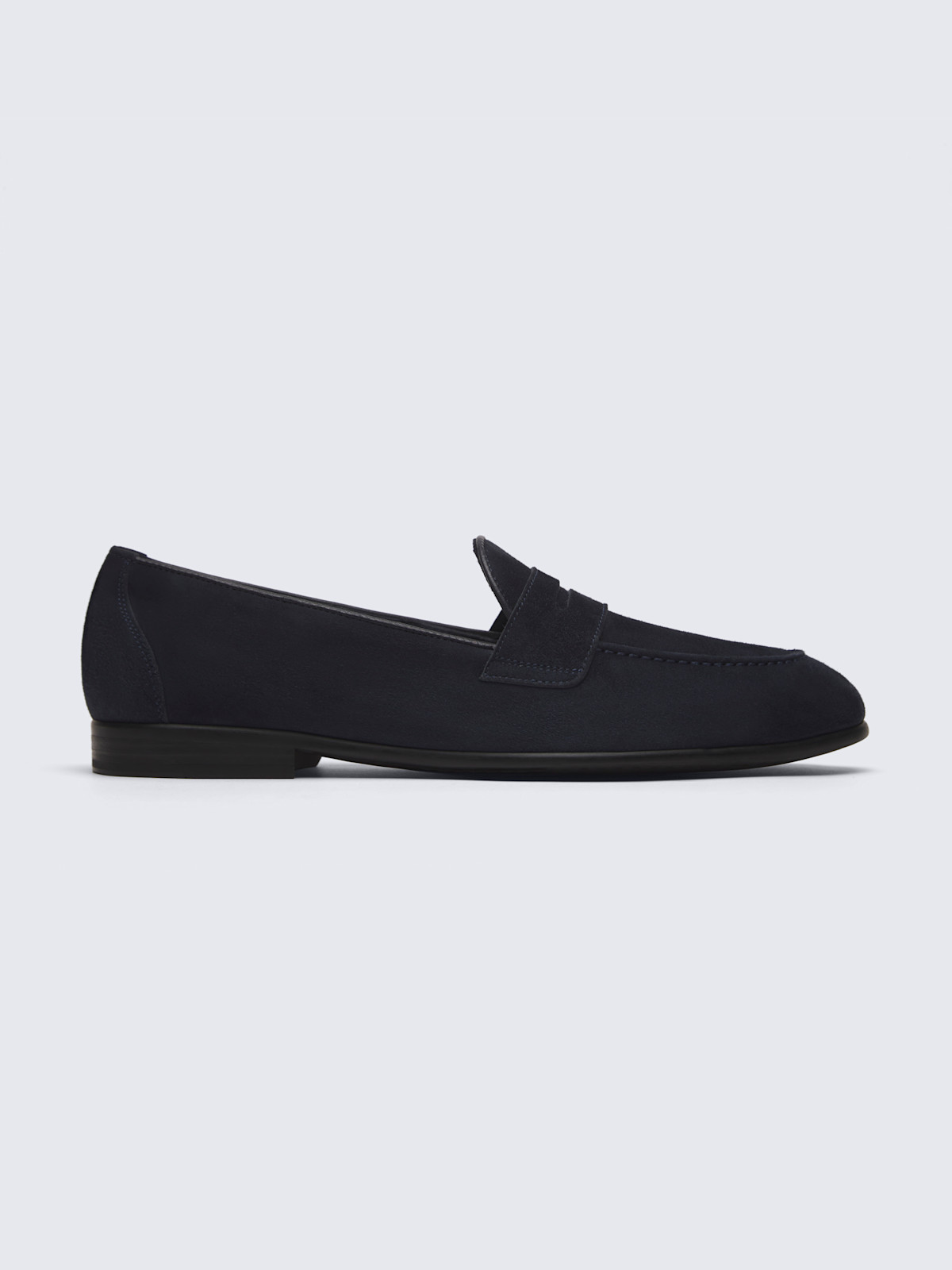 Midnight blue suede Appia penny loafers