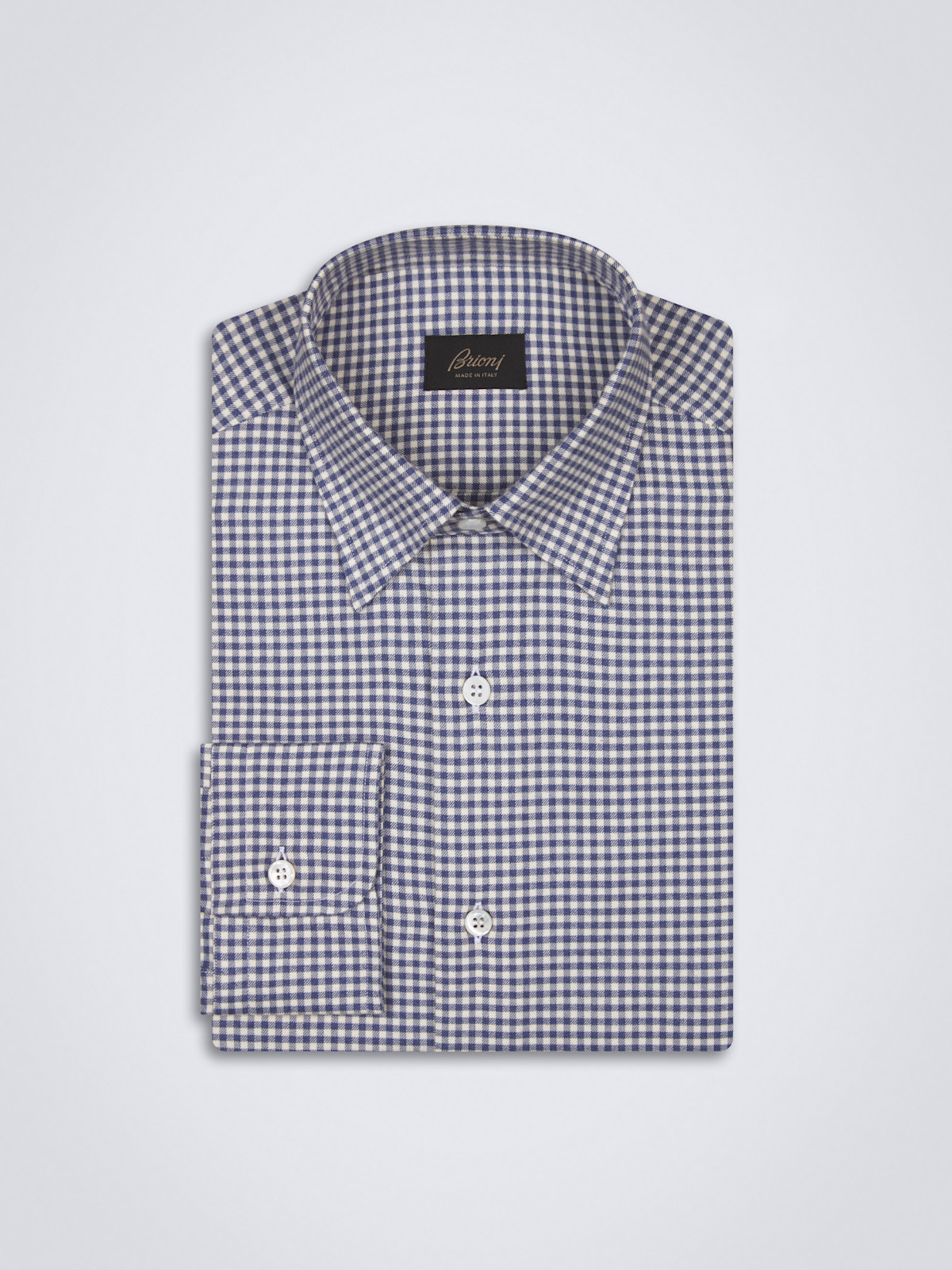 White and royal blue cotton hidden button down shirt | Brioni® ZA ...