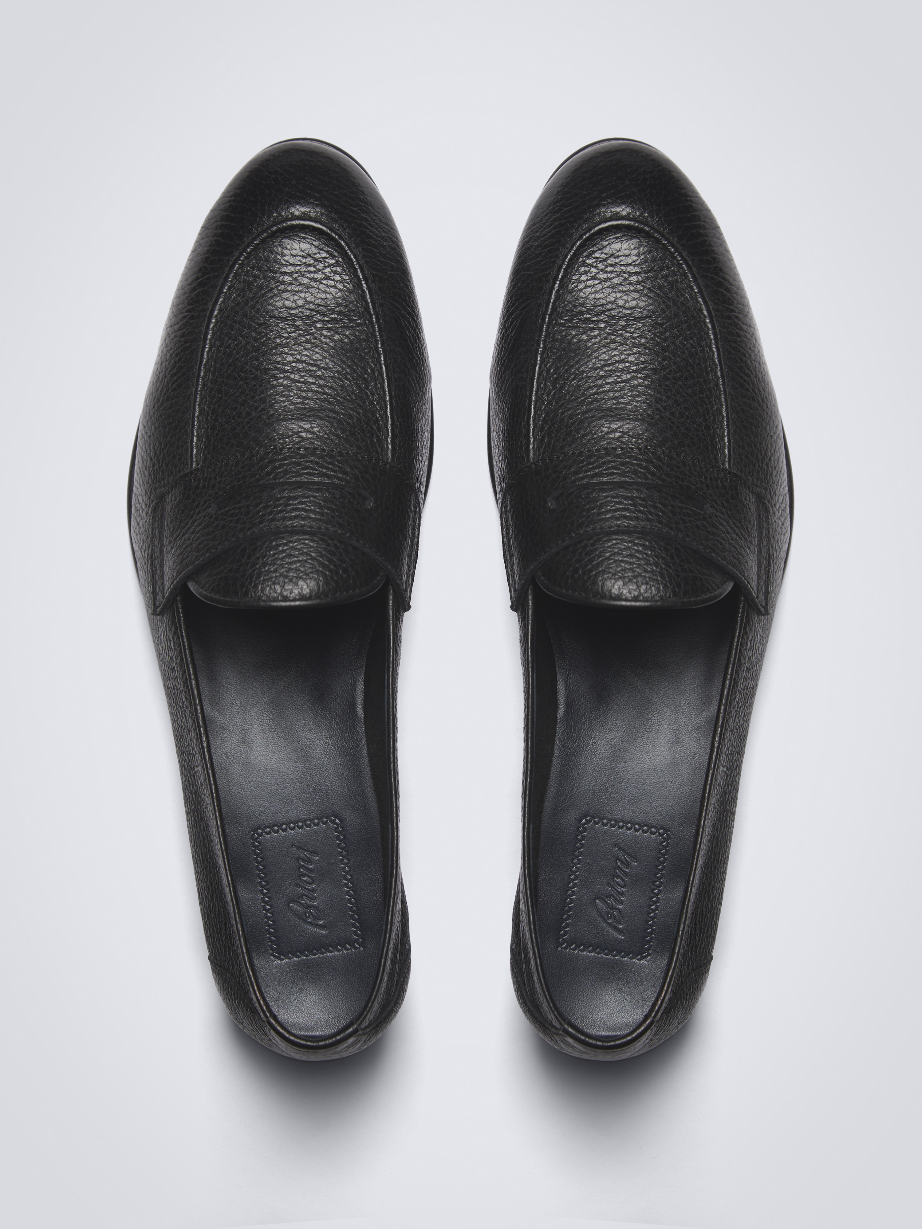 Black deerskin leather Appia penny loafer | Brioni® GR Official Store