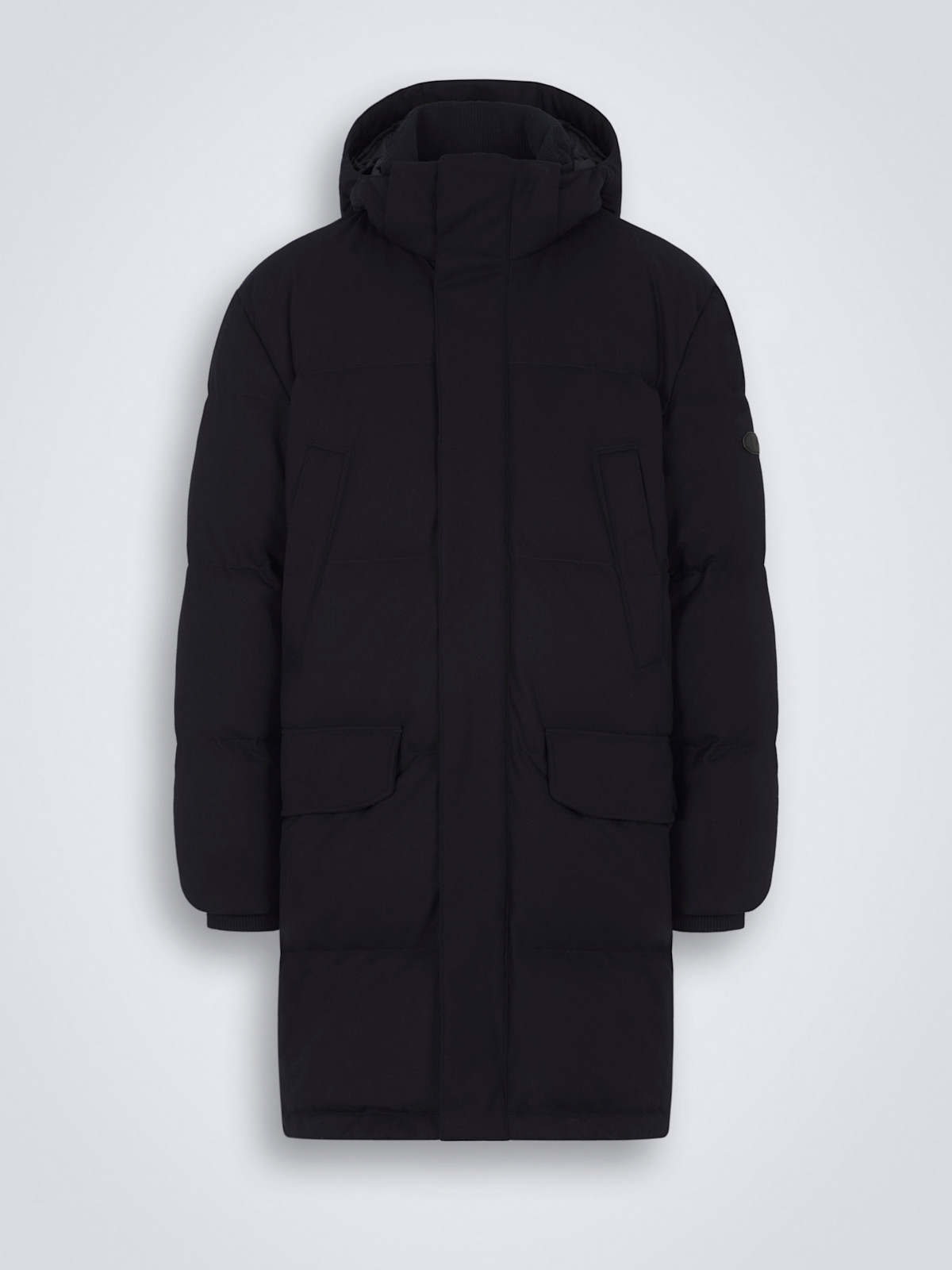 Midnight blue technical cashmere long puffer