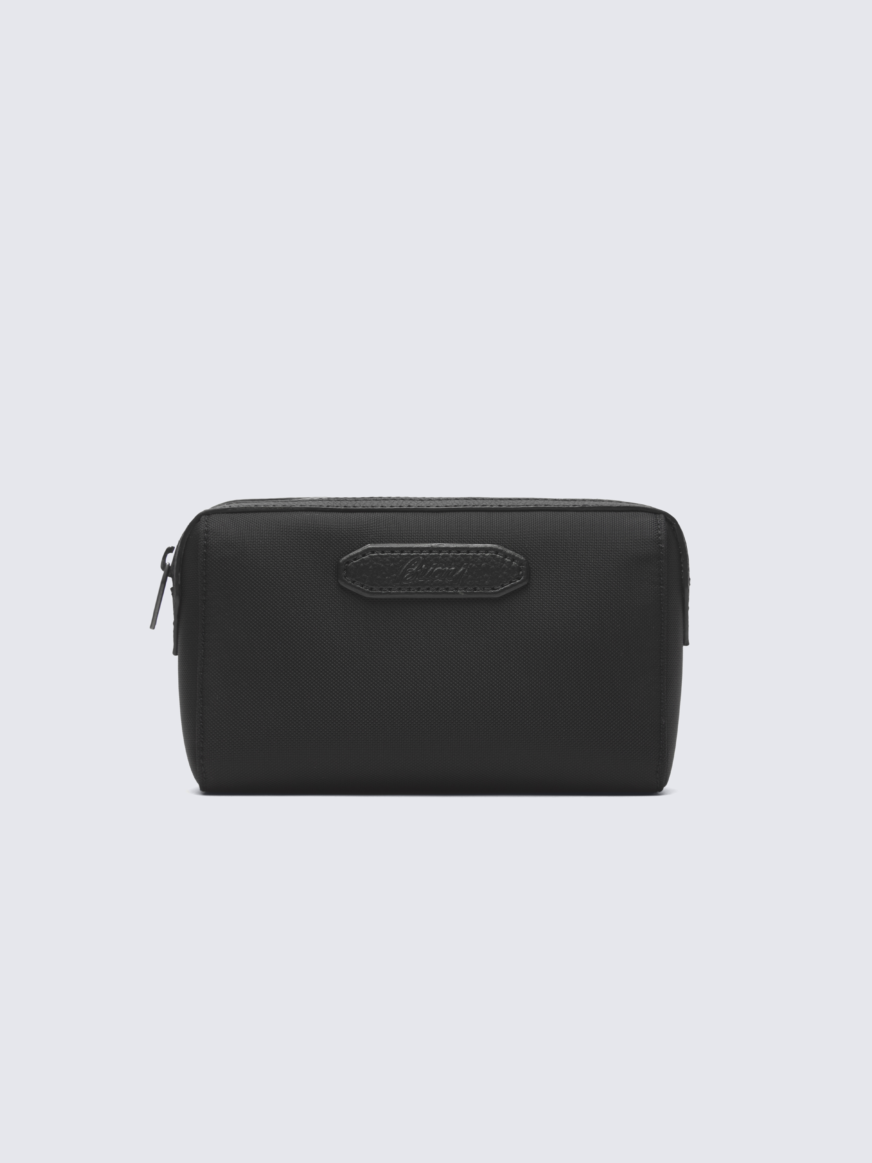 Black nylon and grained leather bi-material beauty case | Brioni® US ...