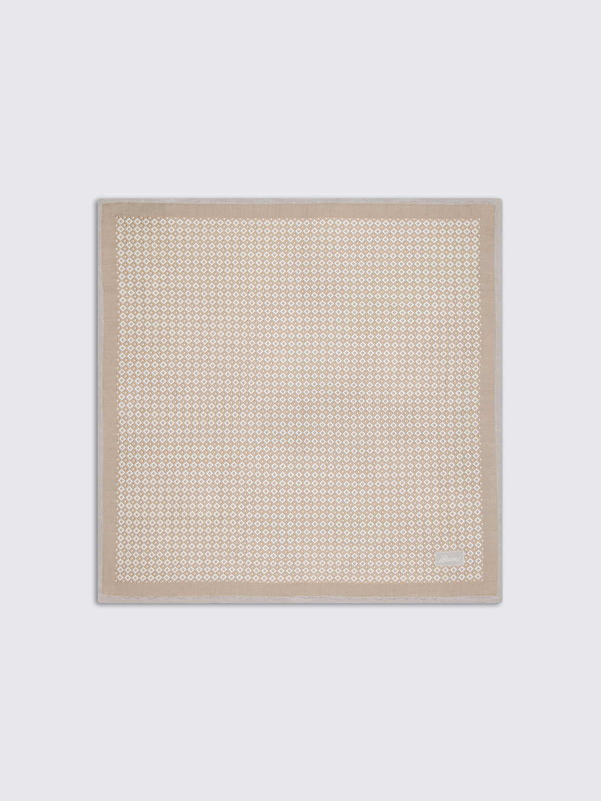Beige and light brown motif silk pocket square