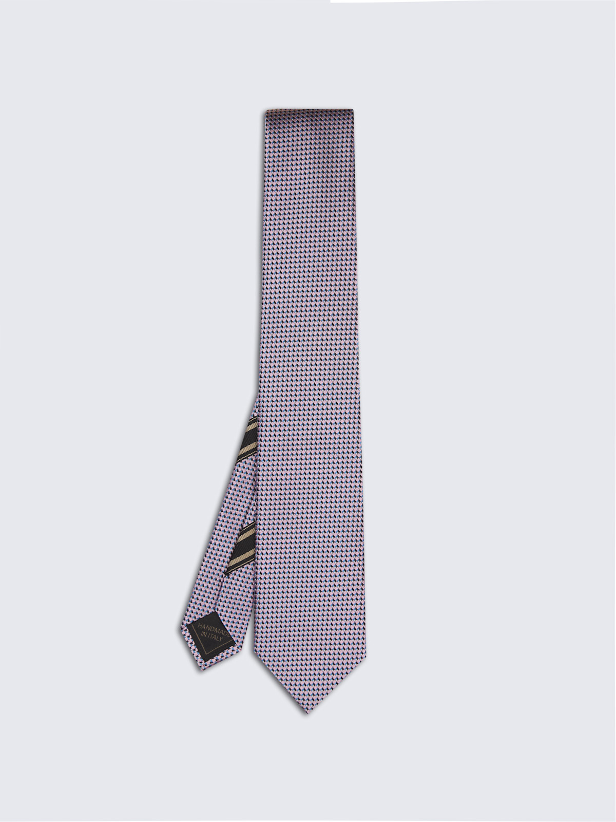 Navy blue and pink micro motif silk tie