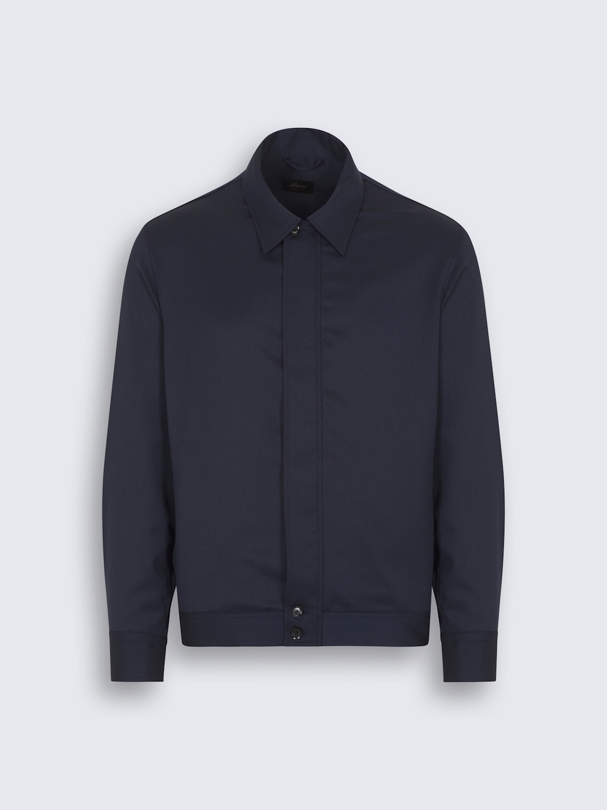 Navy blue wool shirt collar blouson