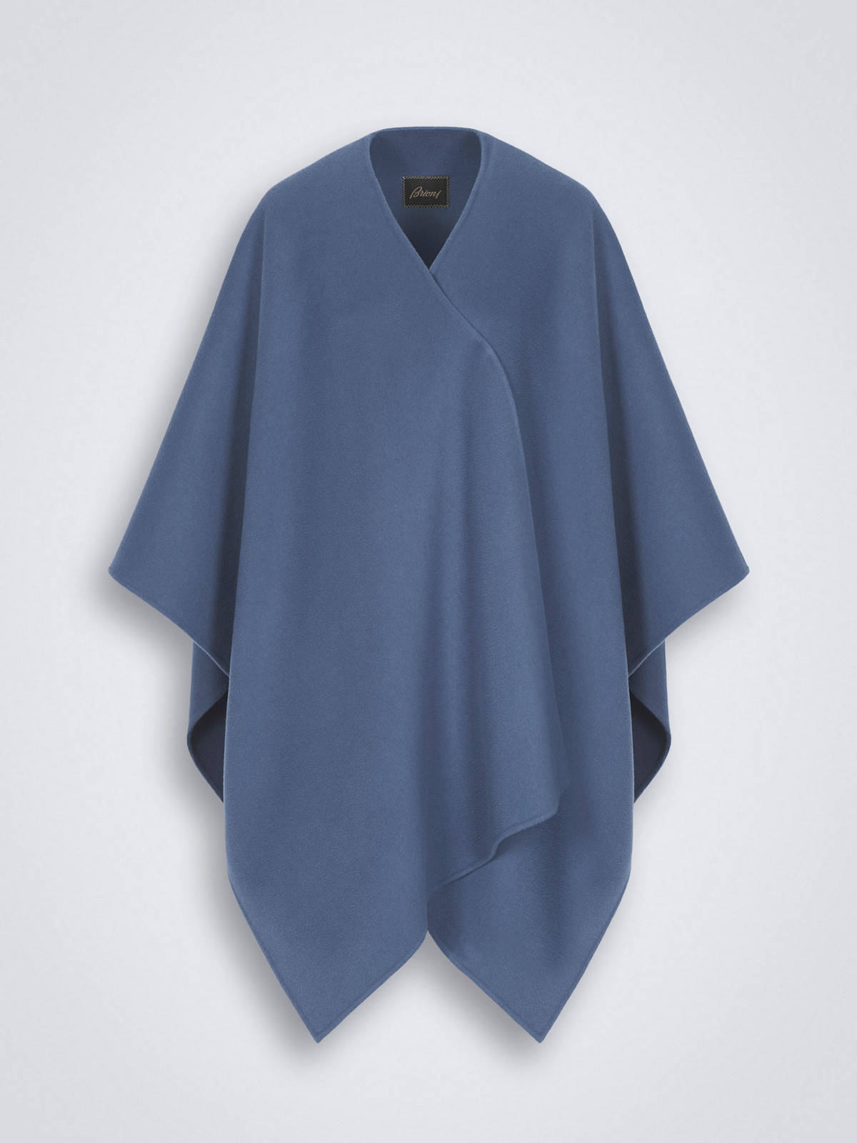 Sky blue double-splittable cashmere cape