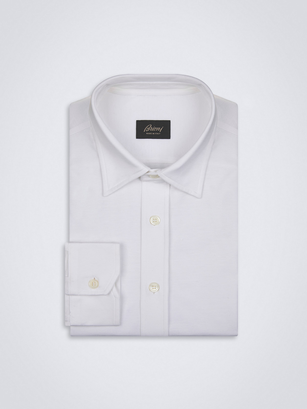 White gassed organic cotton hidden button-down shirt
