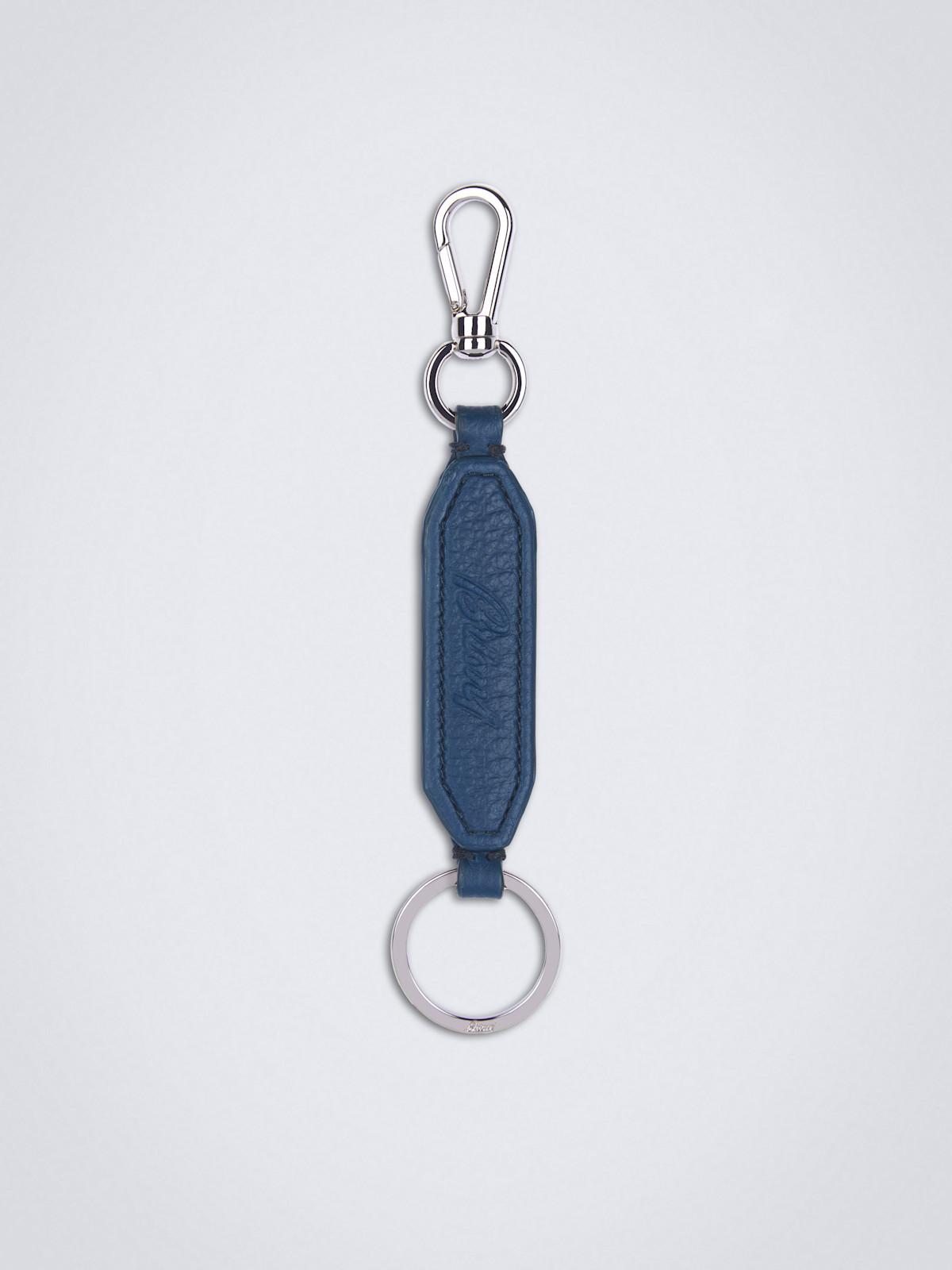 Sapphire blue grained leather key holder