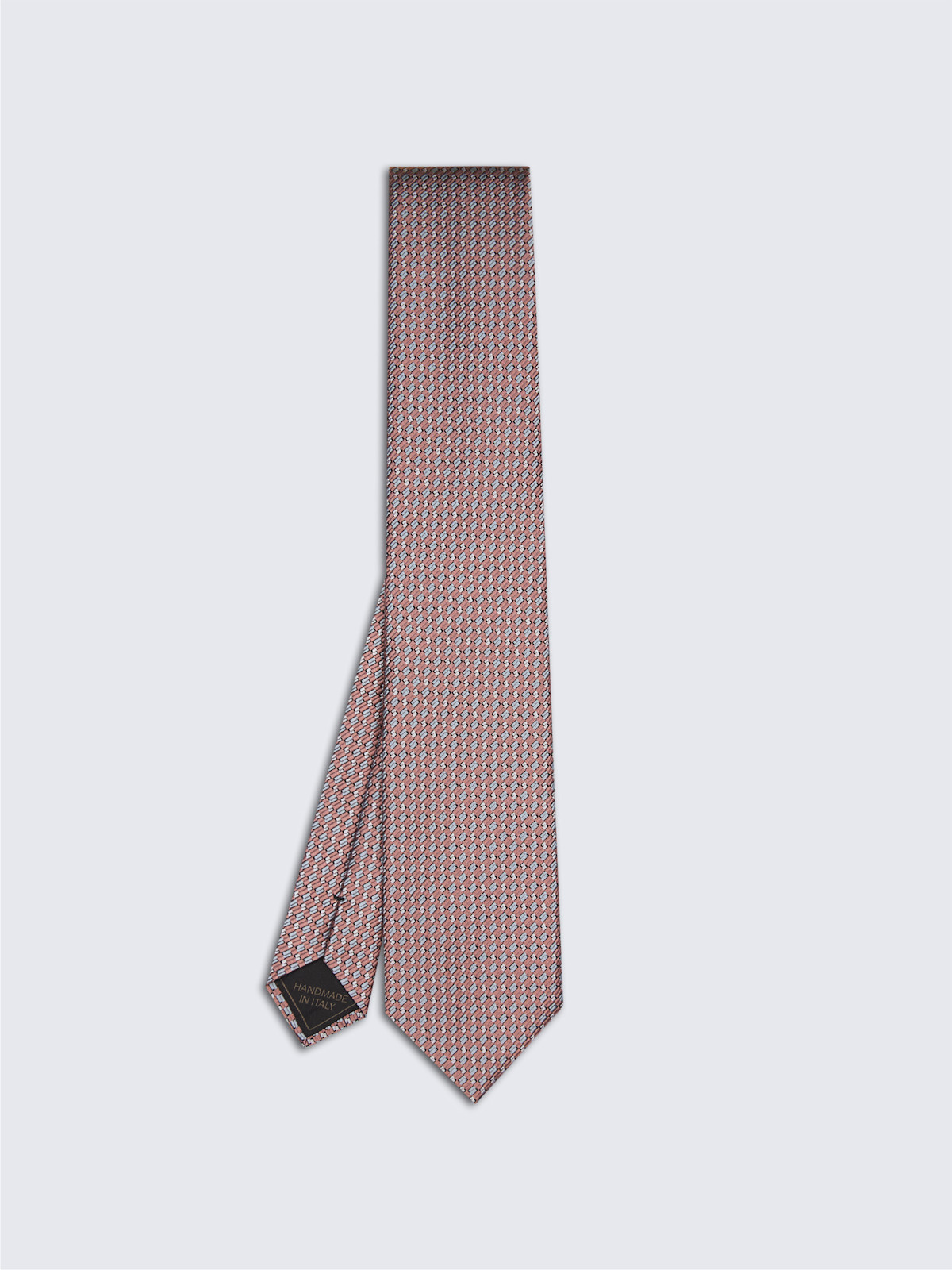 Pink and sky blue micro motif silk tie