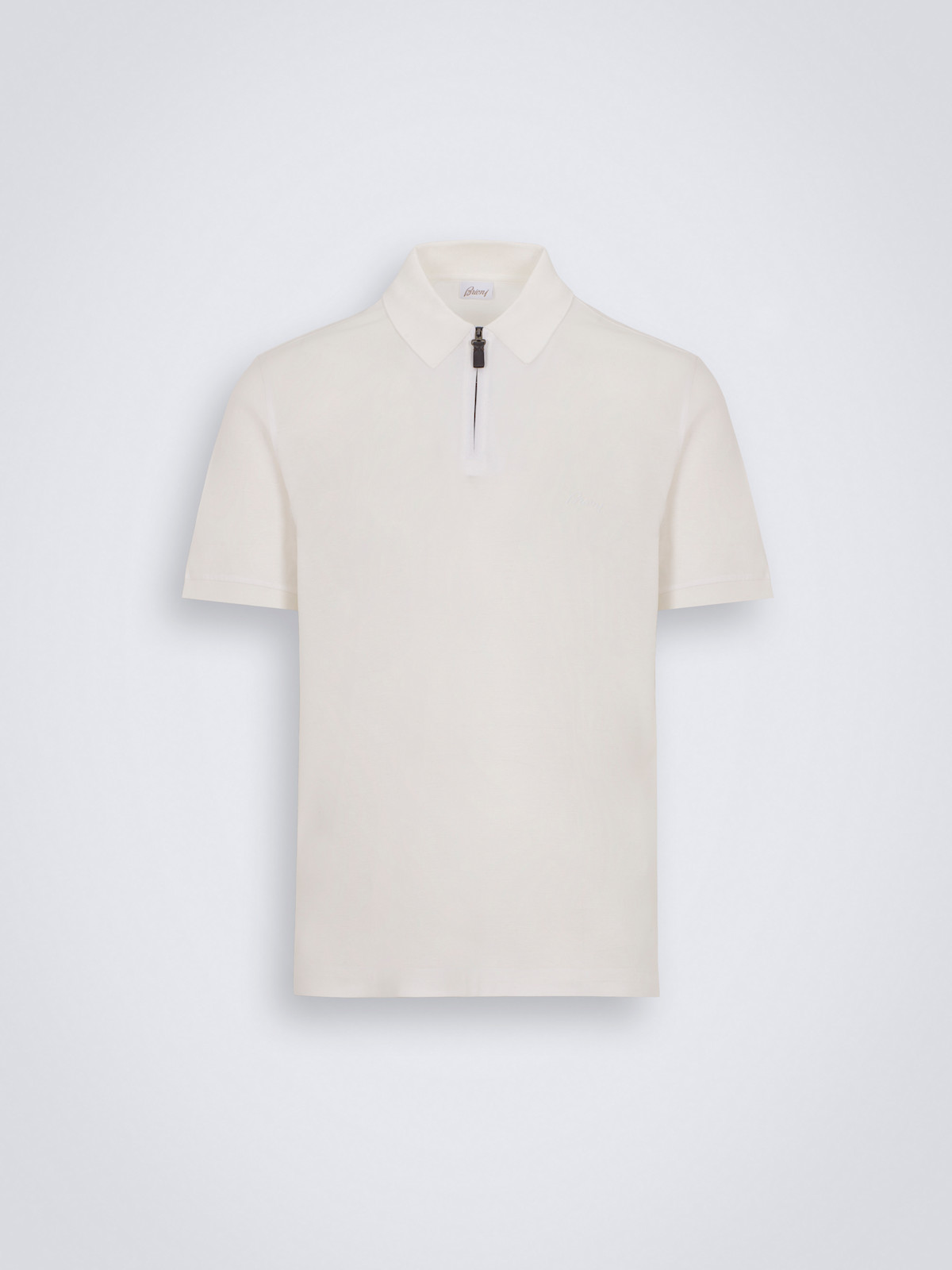 Ivory white cotton zip polo