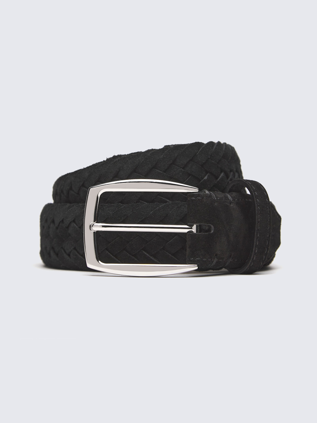 Black nubuck braided belt