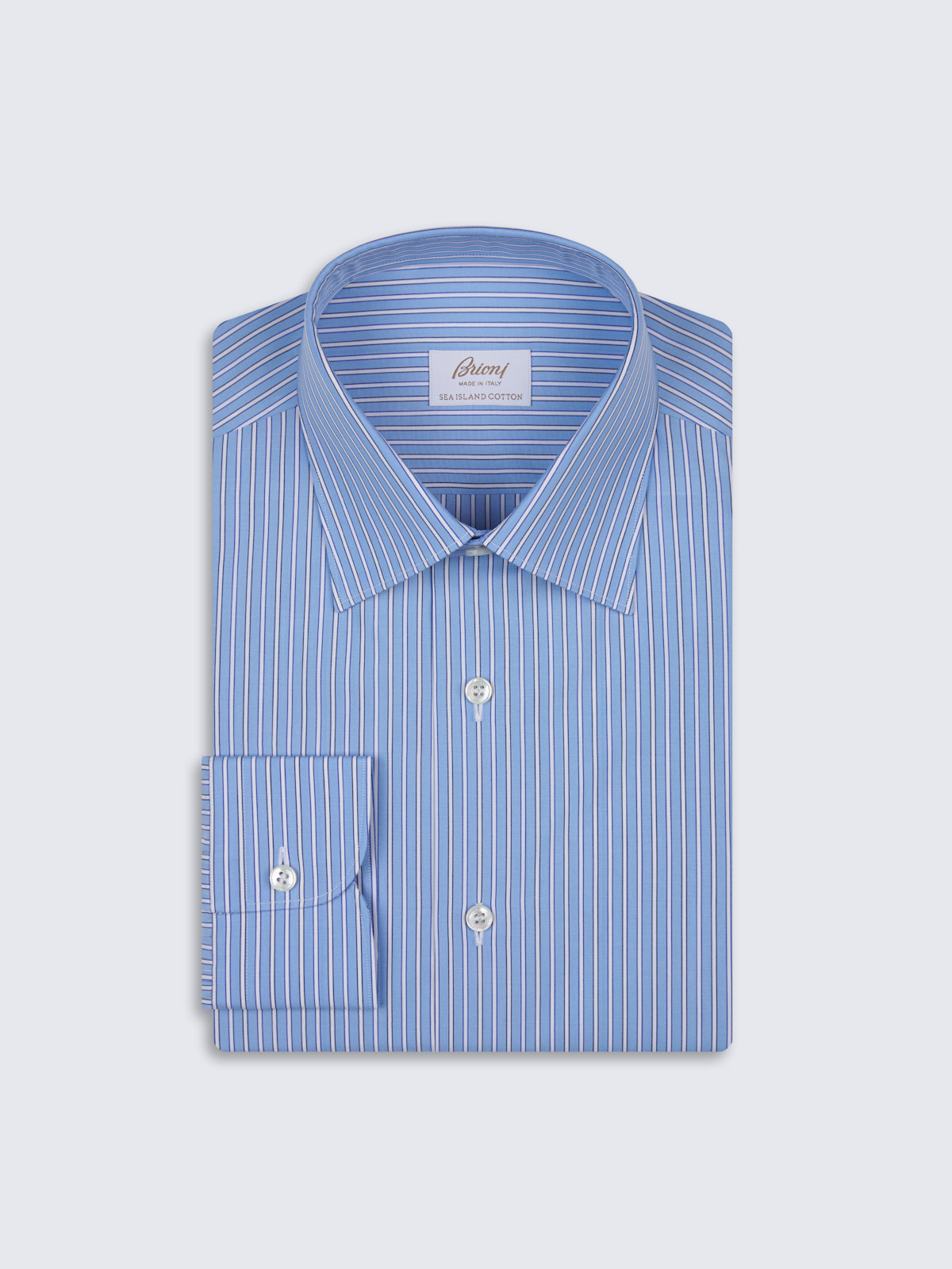 Light blue and white Sea Island cotton formal shirt