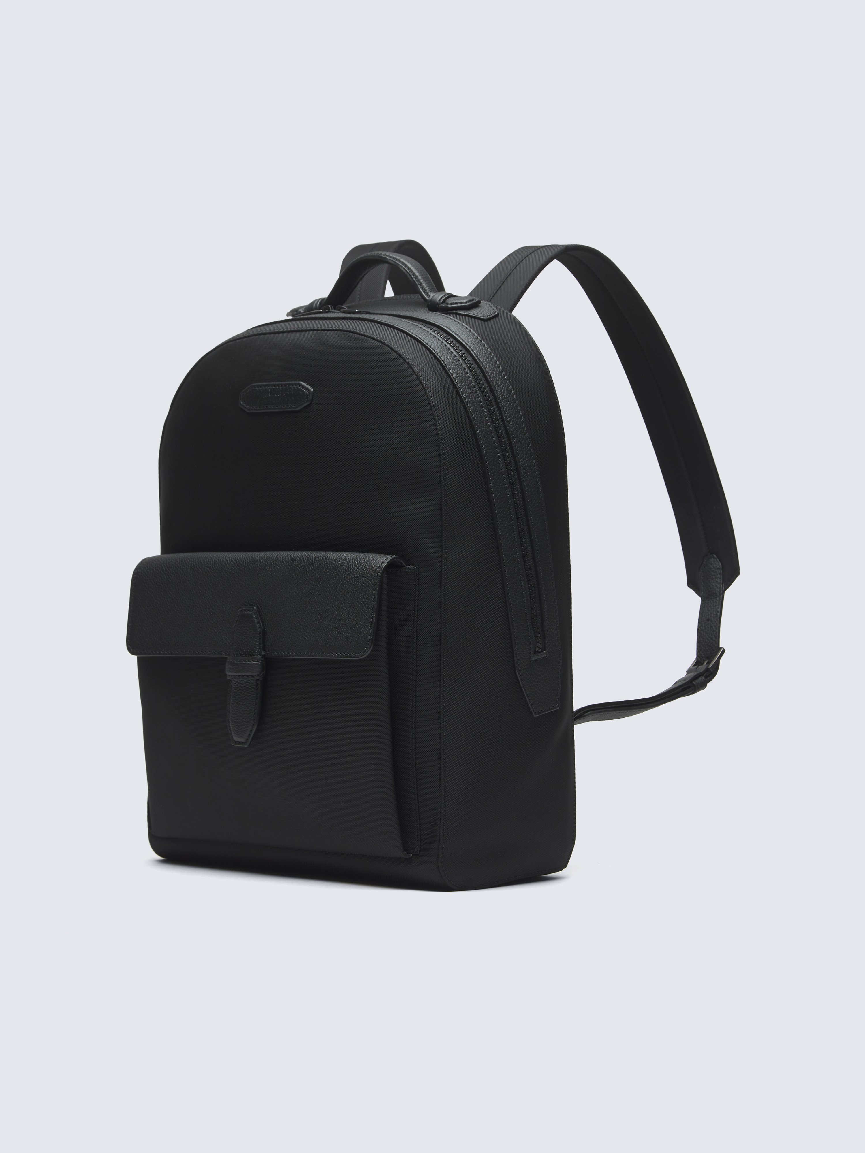 Black nylon and grained leather backpack | Brioni® AU Official Store