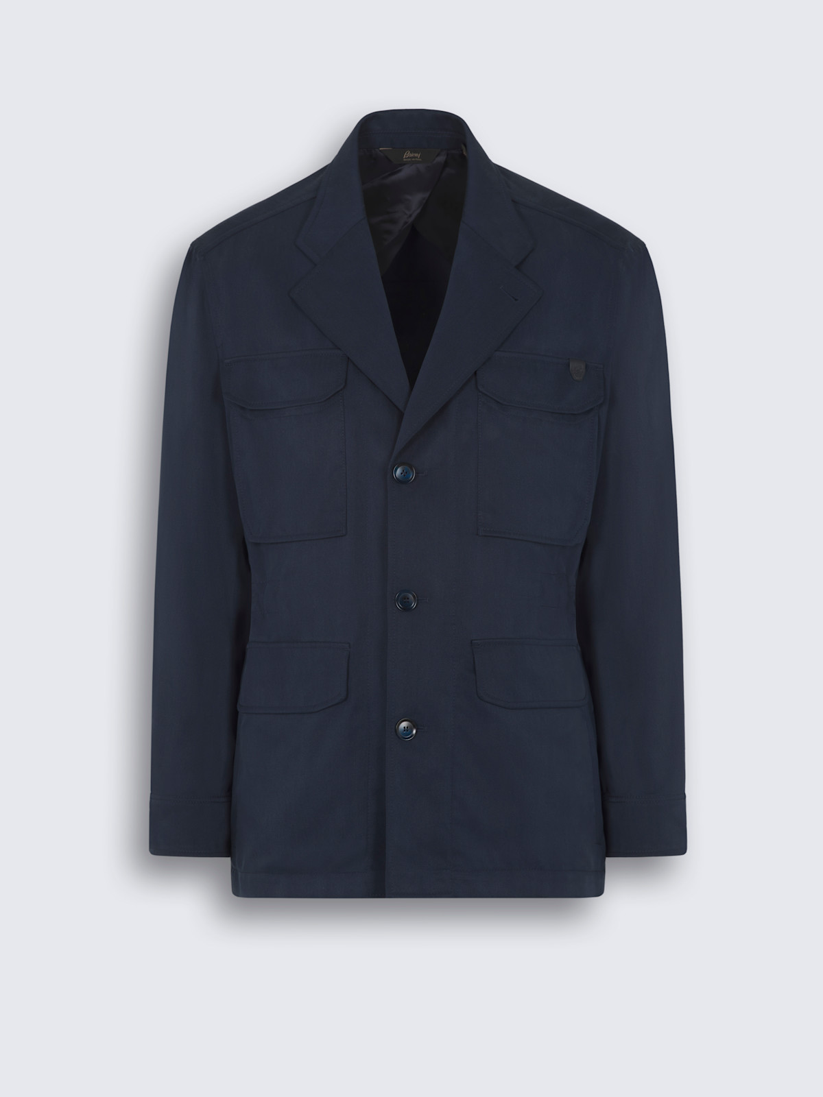 Navy blue silk sahariana jacket