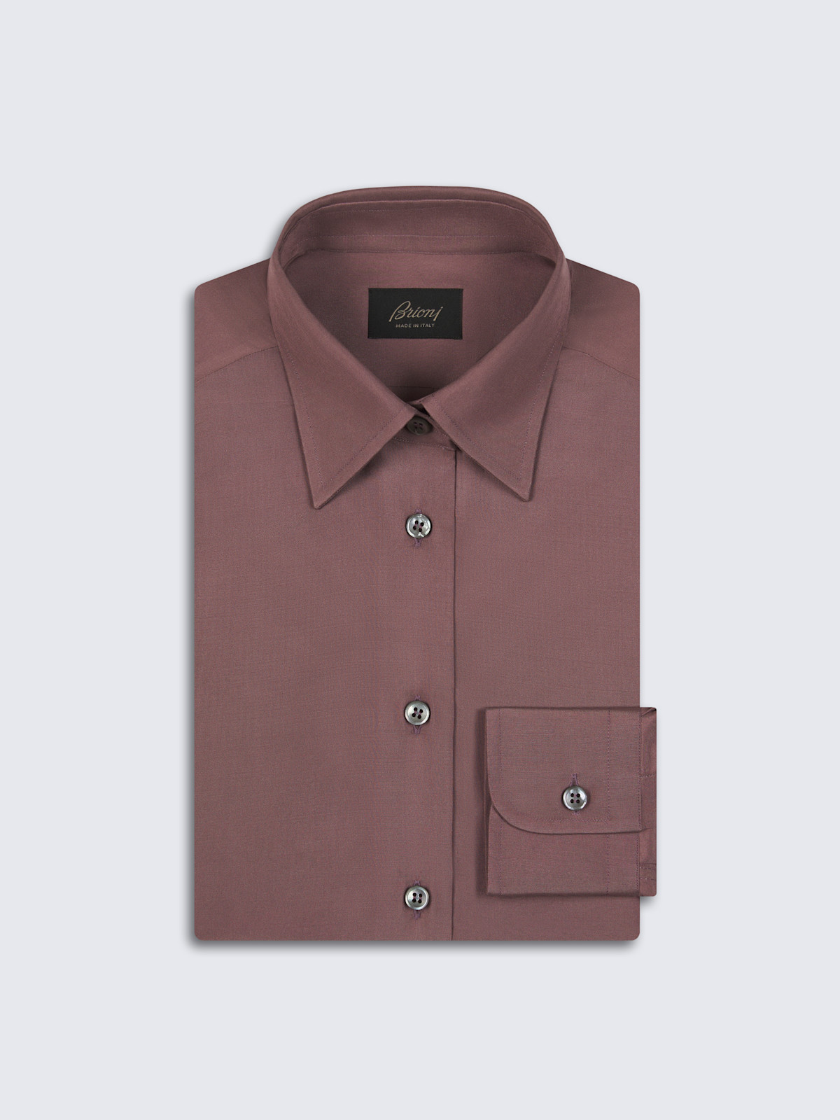 Old rose silk hidden button-down shirt