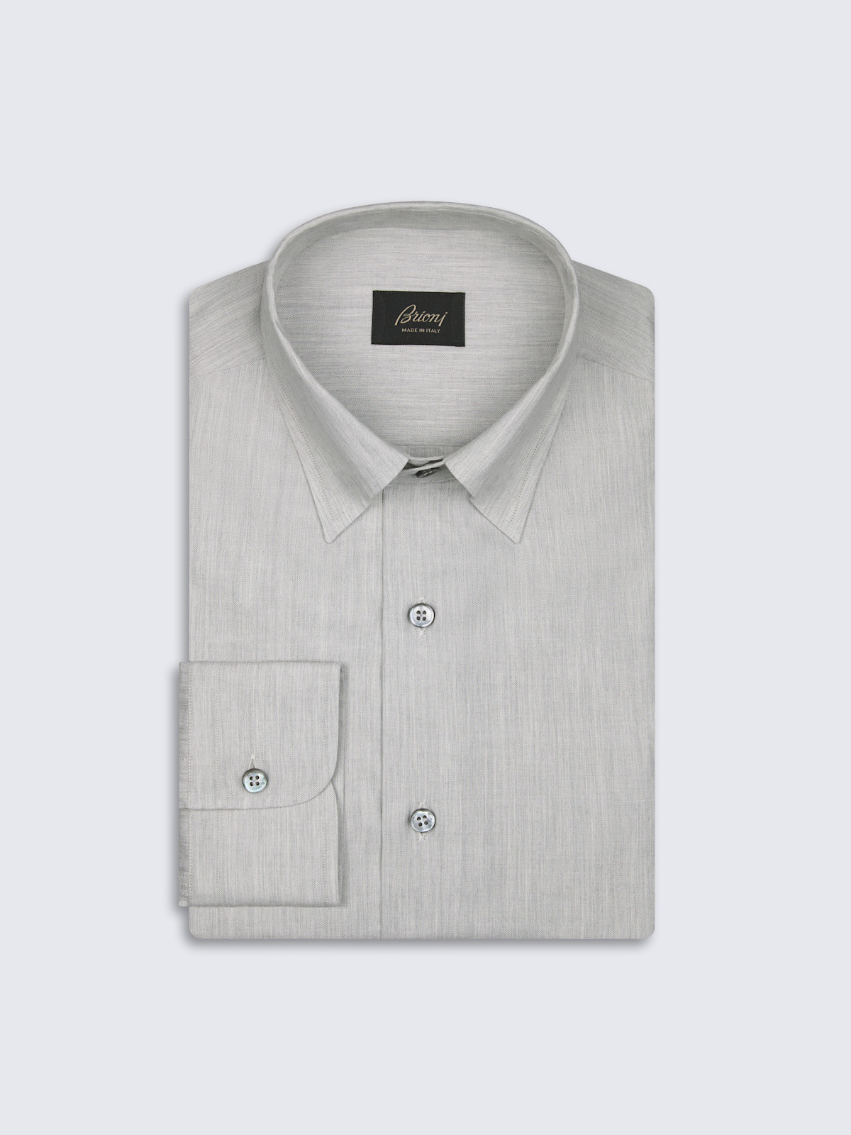 Lead grey micro herringbone cotton hidden button-down shirt