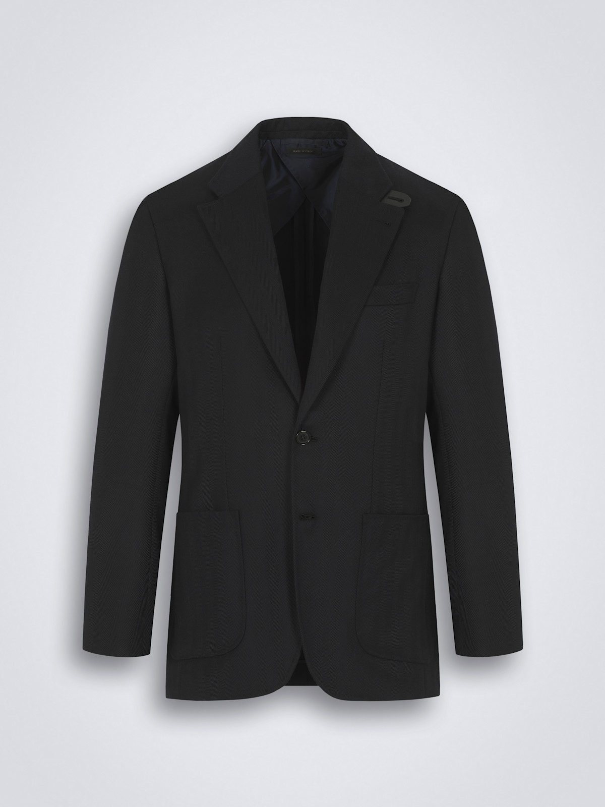Midnight blue herringbone Super 180's wool Brera blazer