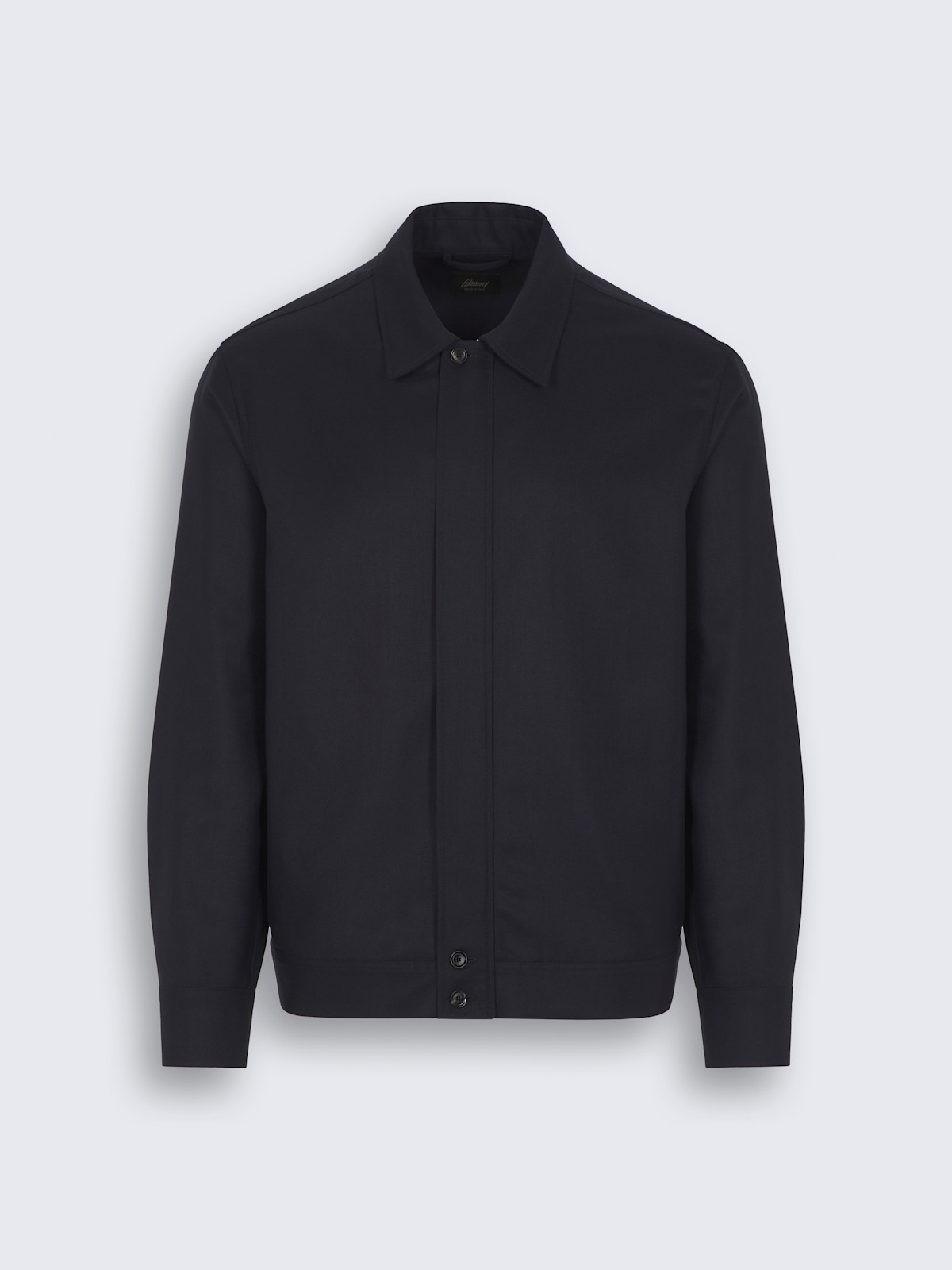 Midnight blue wool shirt collar blouson