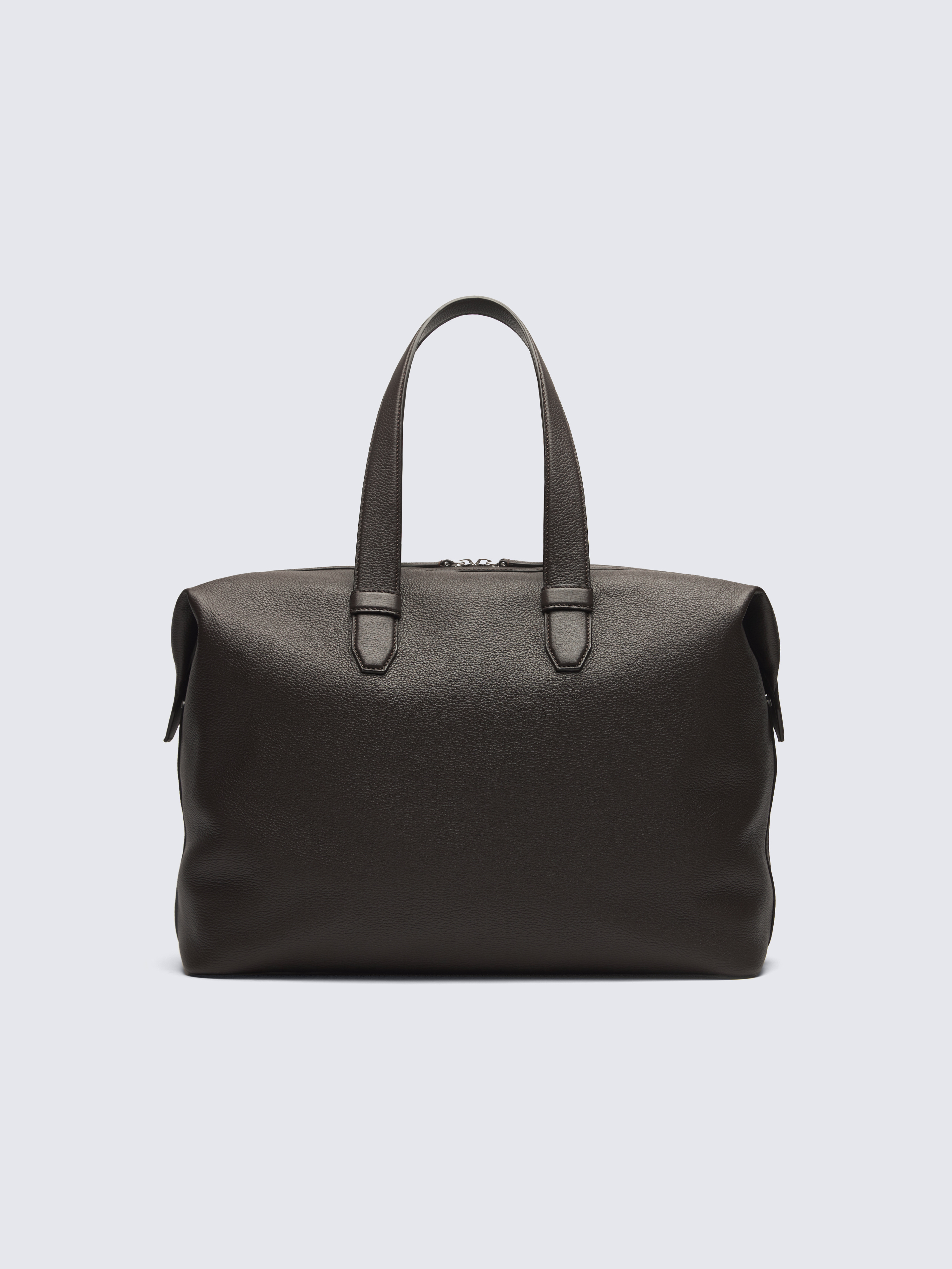 Dark brown light grained leather duffle bag | Brioni® US Official Store