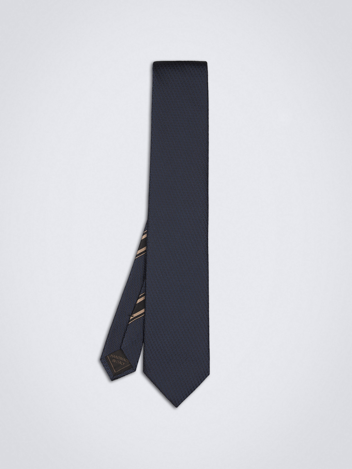 Navy blue and black solid textured jacquard silk tie