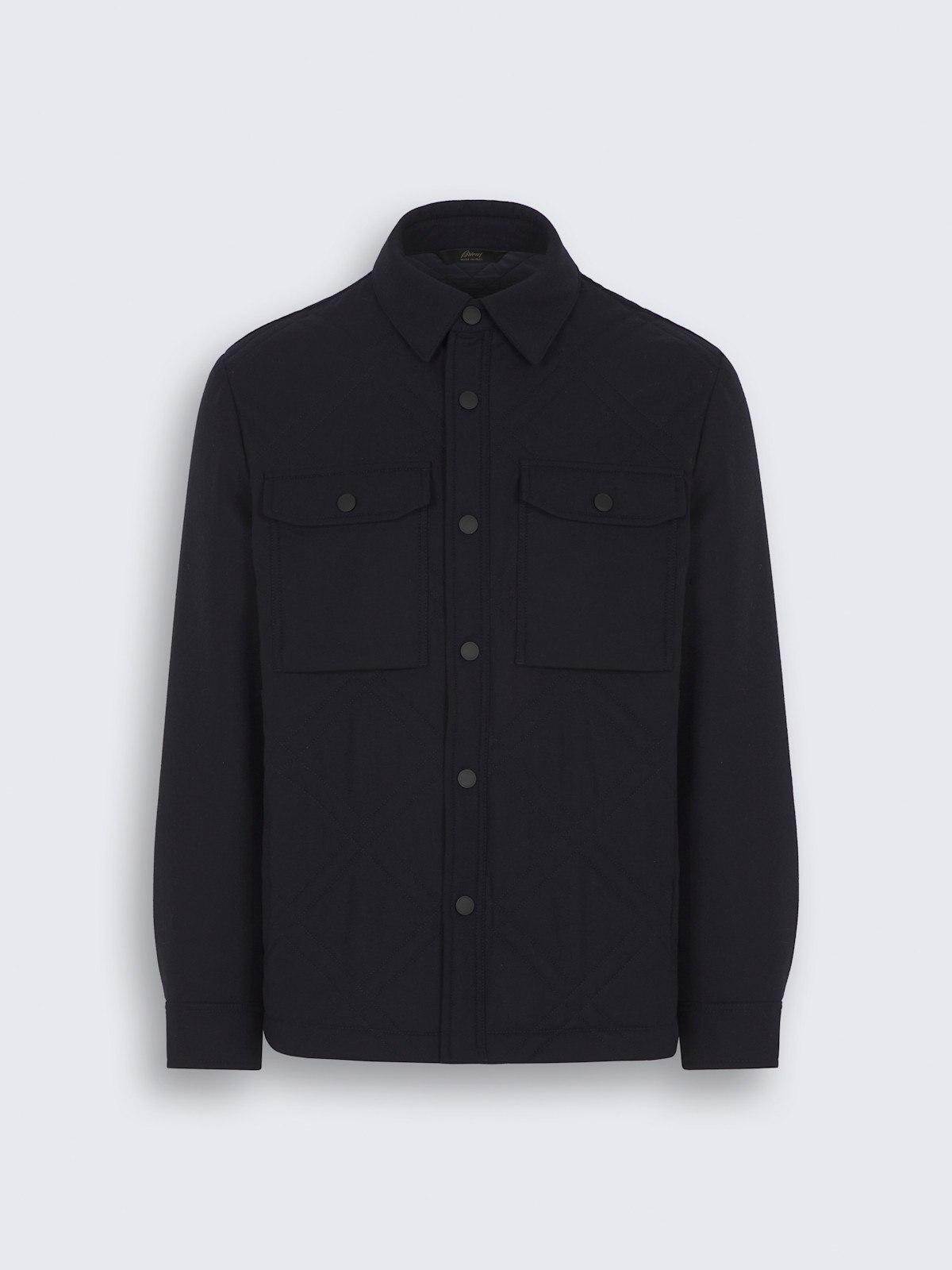 Midnight blue technical cashmere quilted Vagabond overshirt