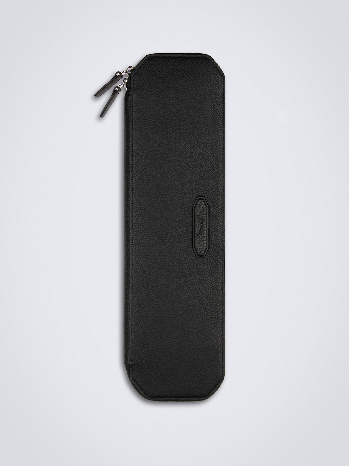 Black grained leather tie case
