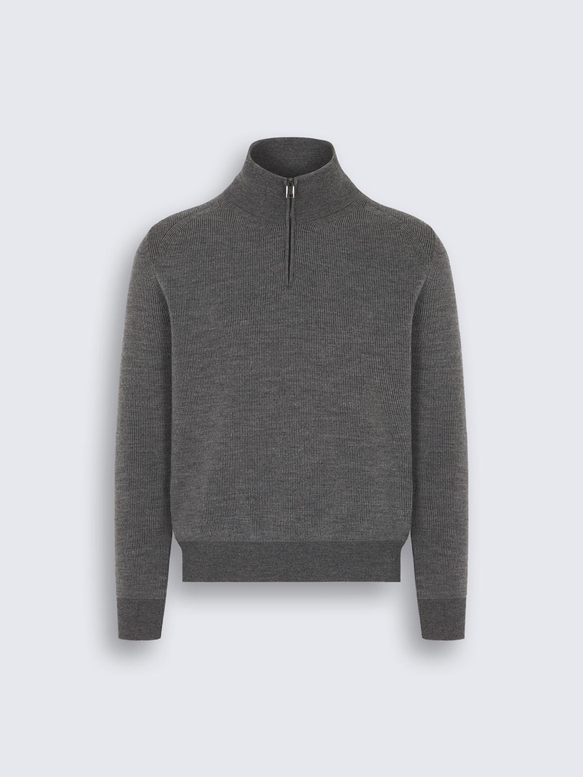 Grey cashmere and wool half-zip sweater