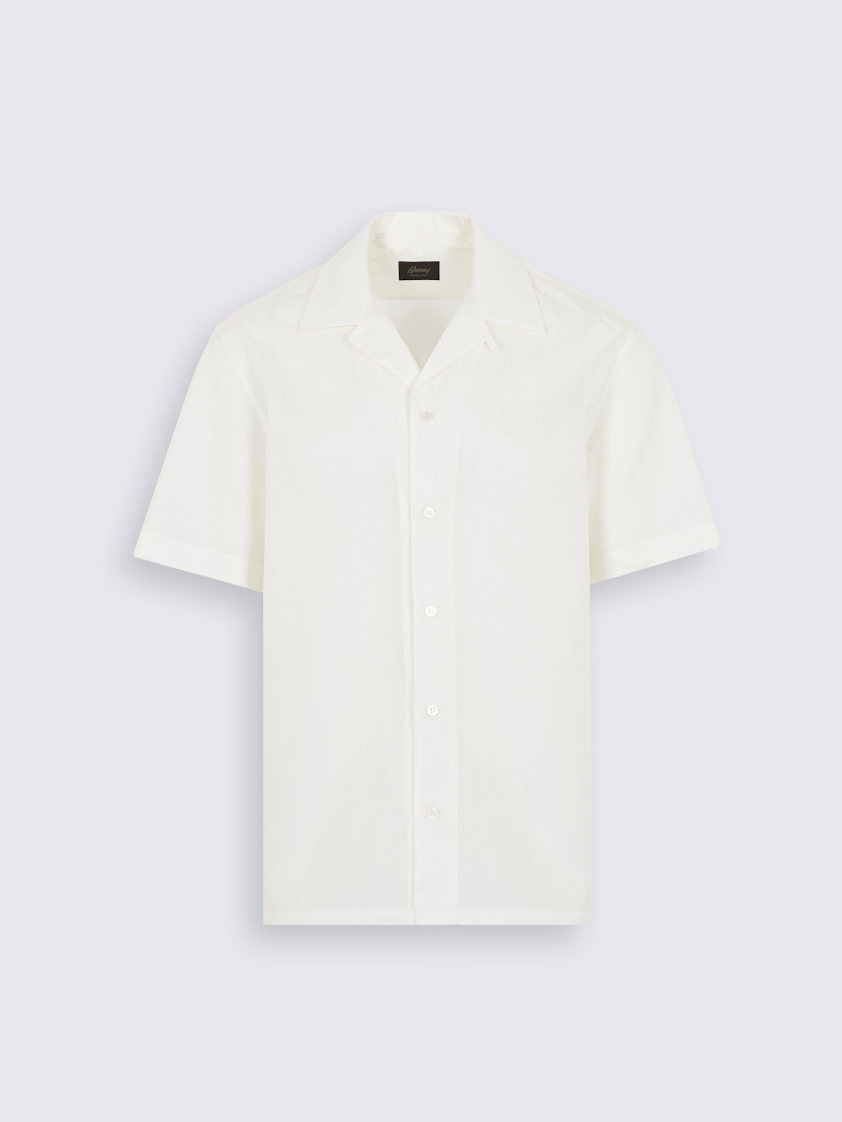 White silk seersucker cuban shirt