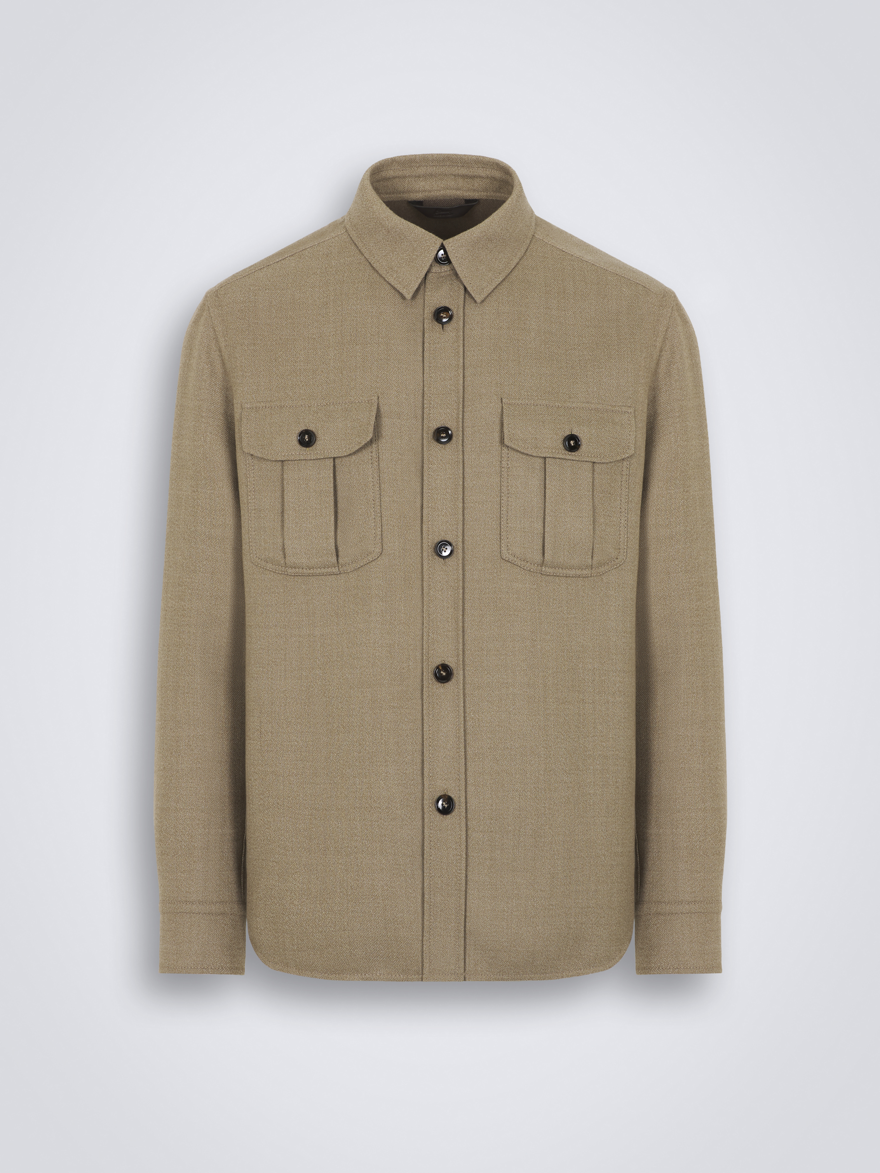 Beige wool double-splittable Vagabond overshirt | Brioni® AE Official Store
