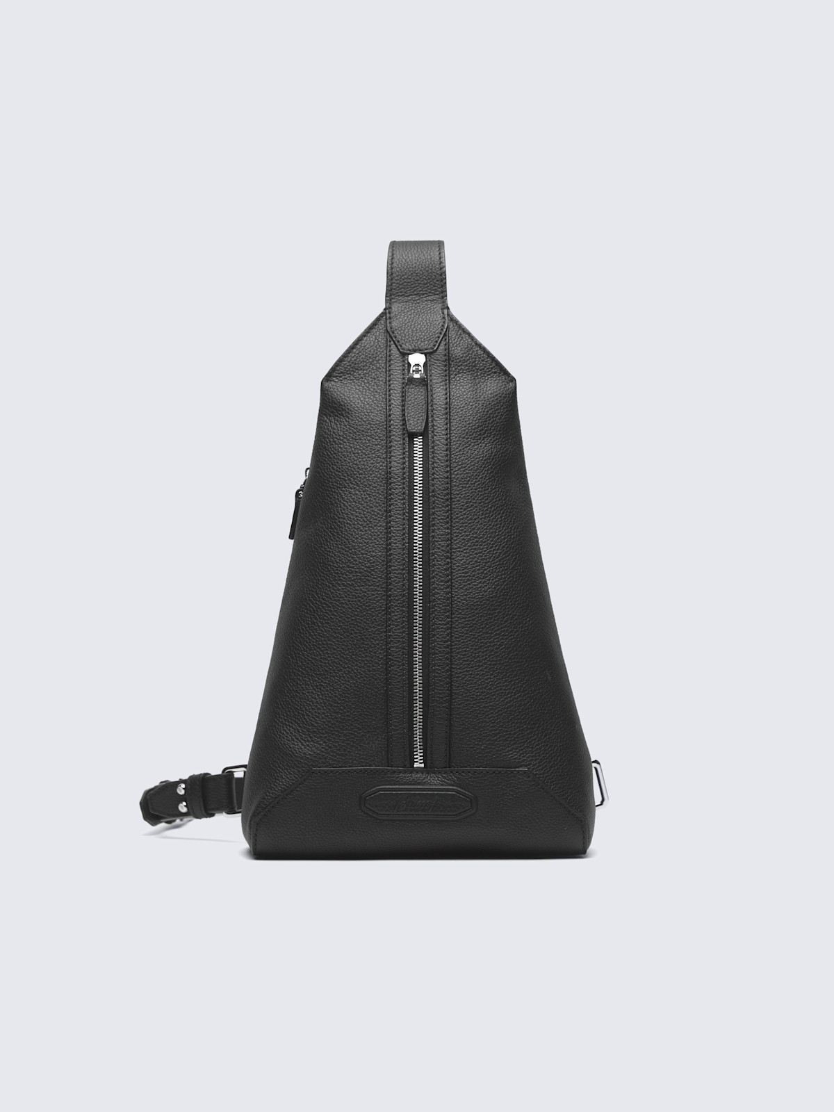 Black grained leather sling bag