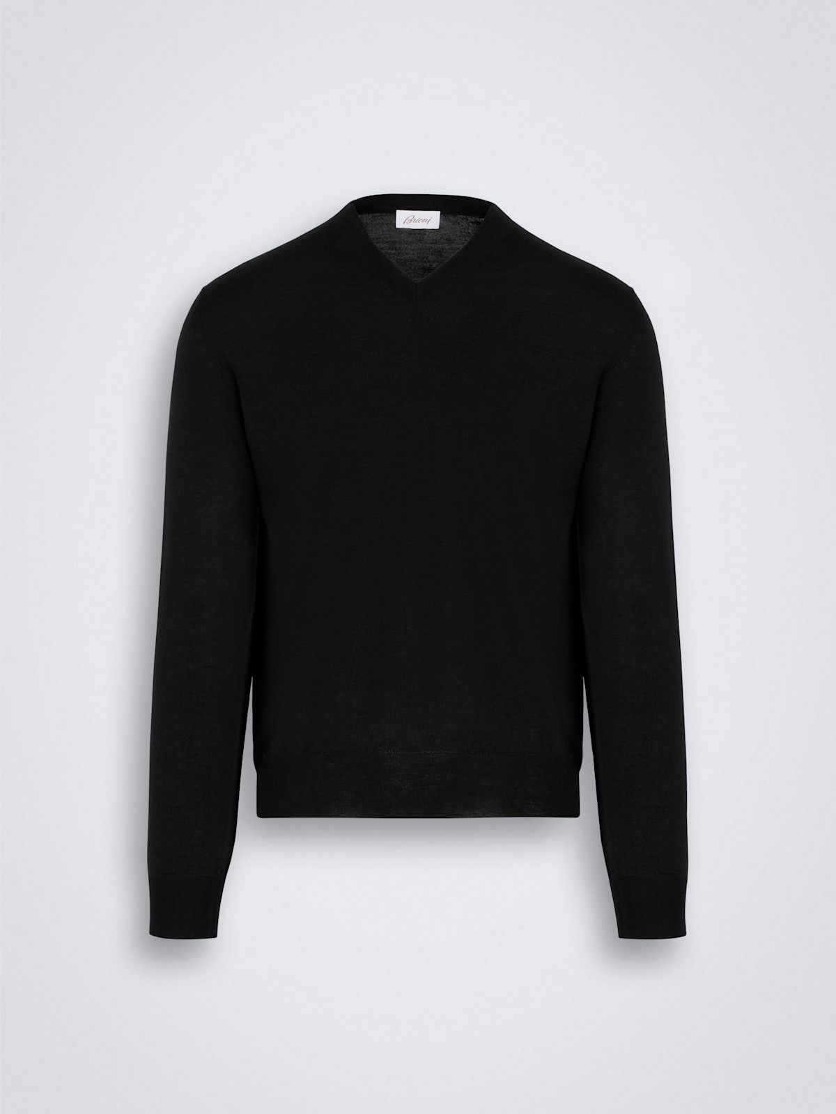 Essential black wool, cashmere and silk V-neck sweater