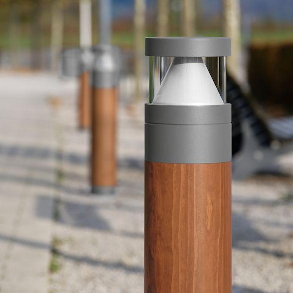 Outdoor luminaires with wood · BEGA