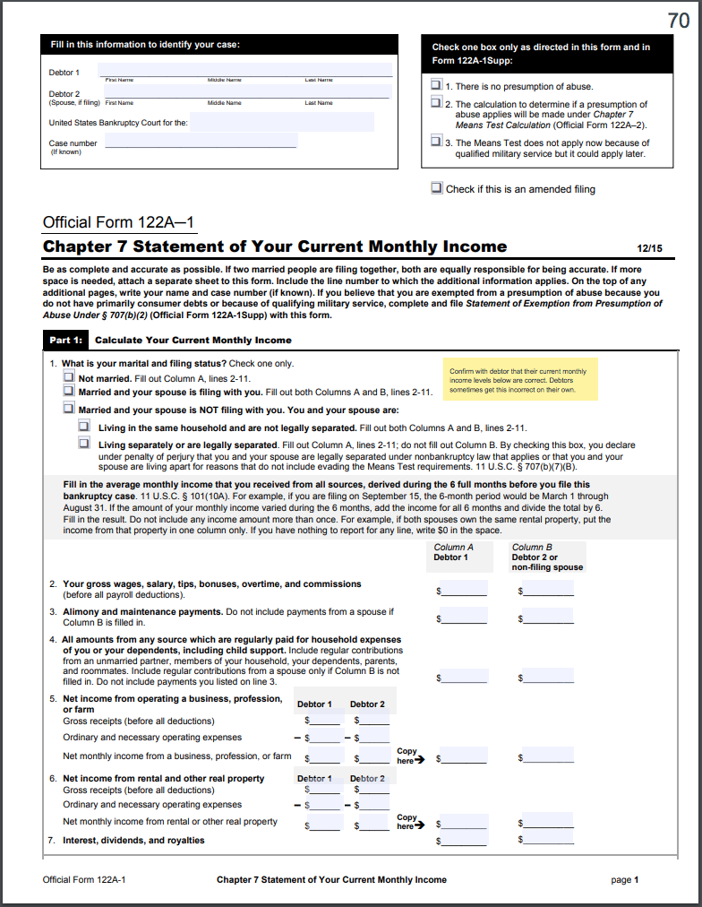 Chapter 7 Bankruptcy Forms Explained | Upsolve