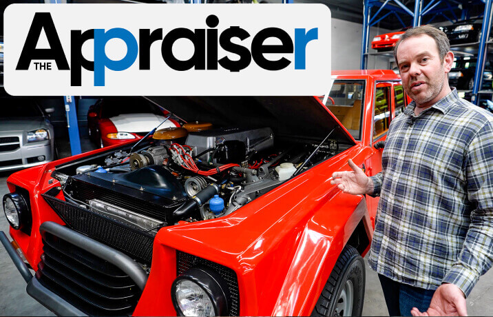 Host of The Appraiser show next to a custom built vehicle