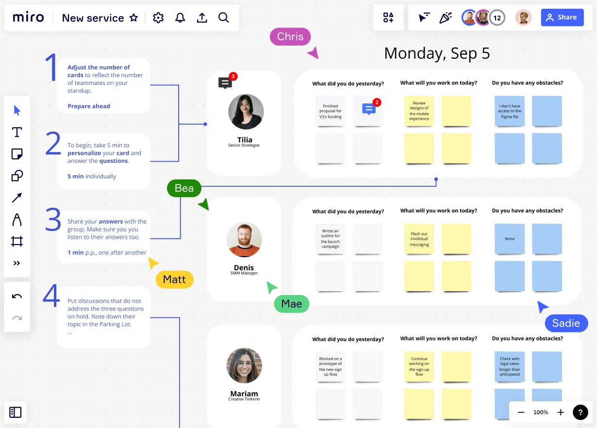 Daily Standup Meeting | Scrum Daily Standup | Miro