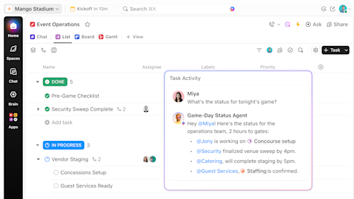AI for Venue Operations | Stadium Operations Software | ClickUp