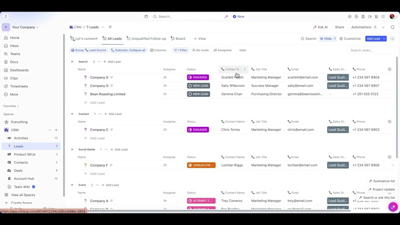 The Best CRM Solution For Small Businesses | ClickUp™