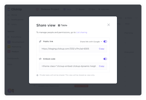 Table view in ClickUp™