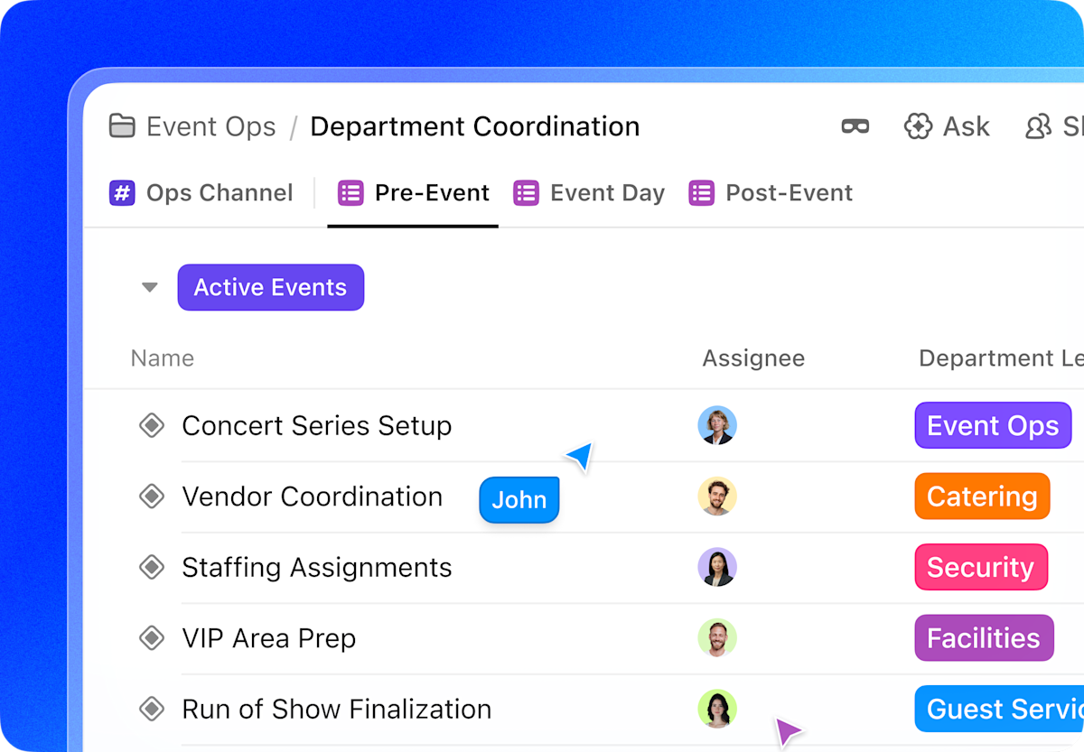 AI for Venue Operations | Stadium Operations Software | ClickUp