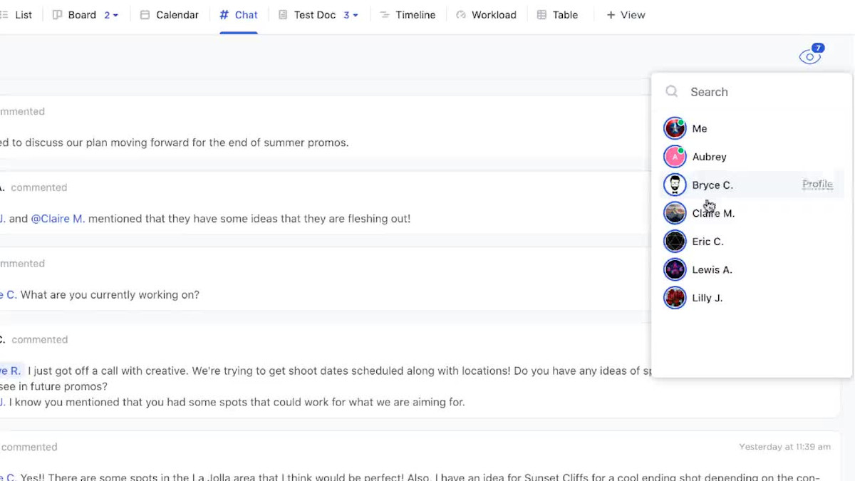 Chat view in ClickUp™