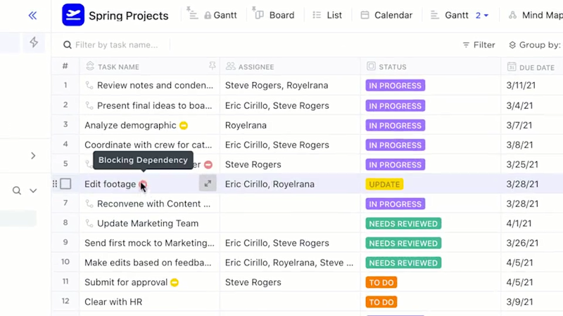 Table view in ClickUp™