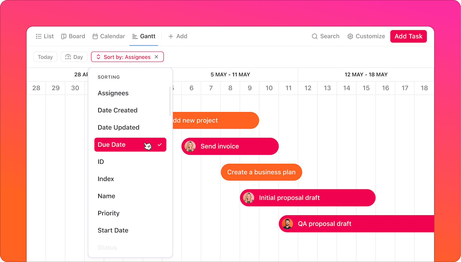 Gantt Chart View in ClickUp™