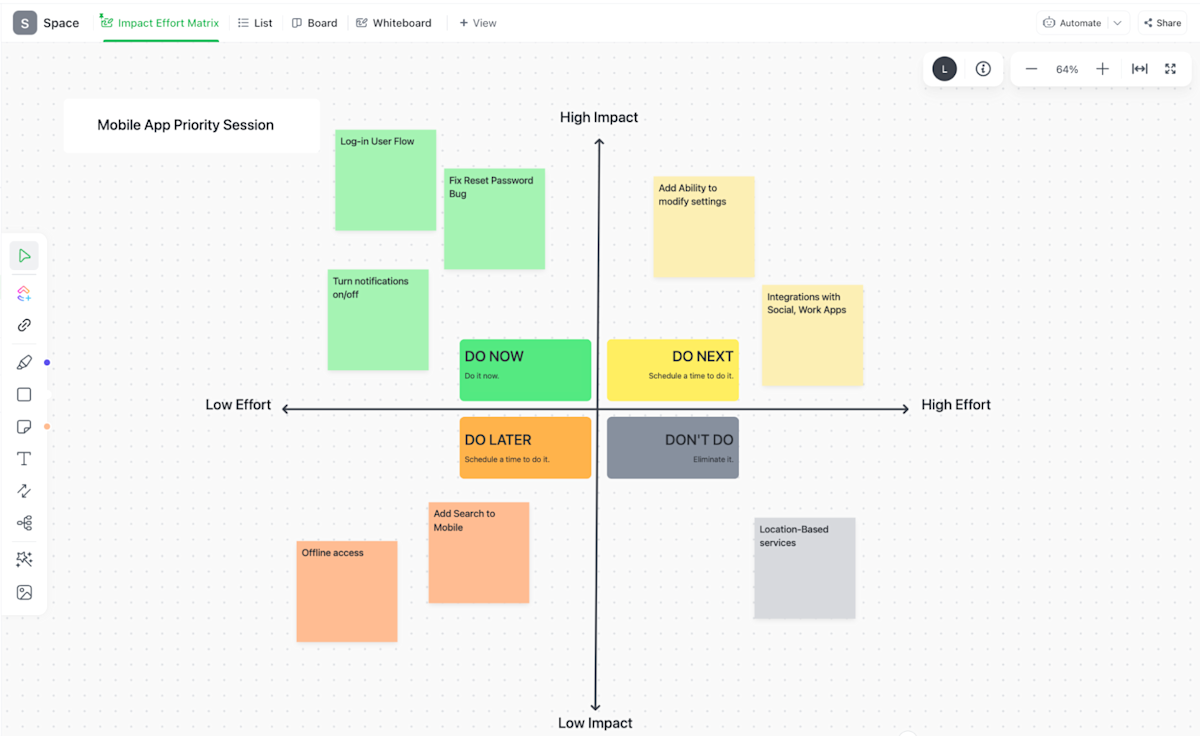 Impact Effort Matrix | ClickUp™