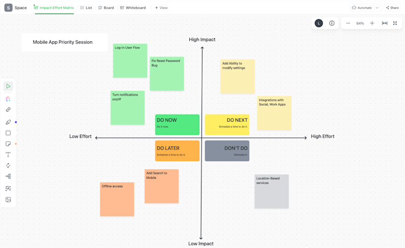 Impact Effort Matrix | ClickUp™