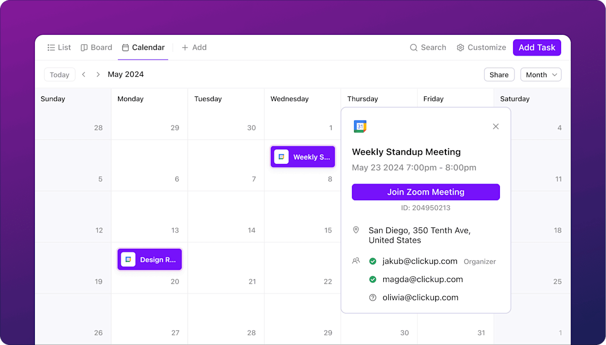 Project Management Software with Calendars | ClickUp™