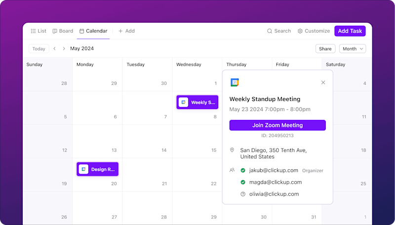 Project Management Software with Calendars | ClickUp™