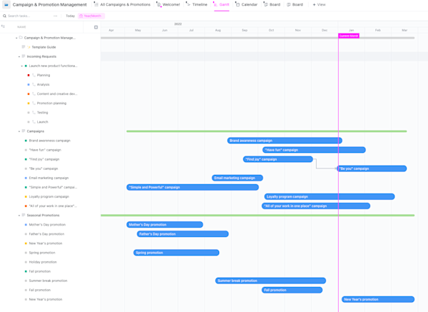 Gantt Chart Templates for Marketing Campaign Plans