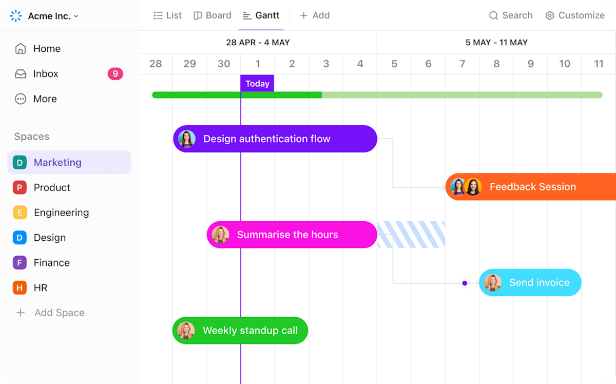 Gantt Chart View in ClickUp™