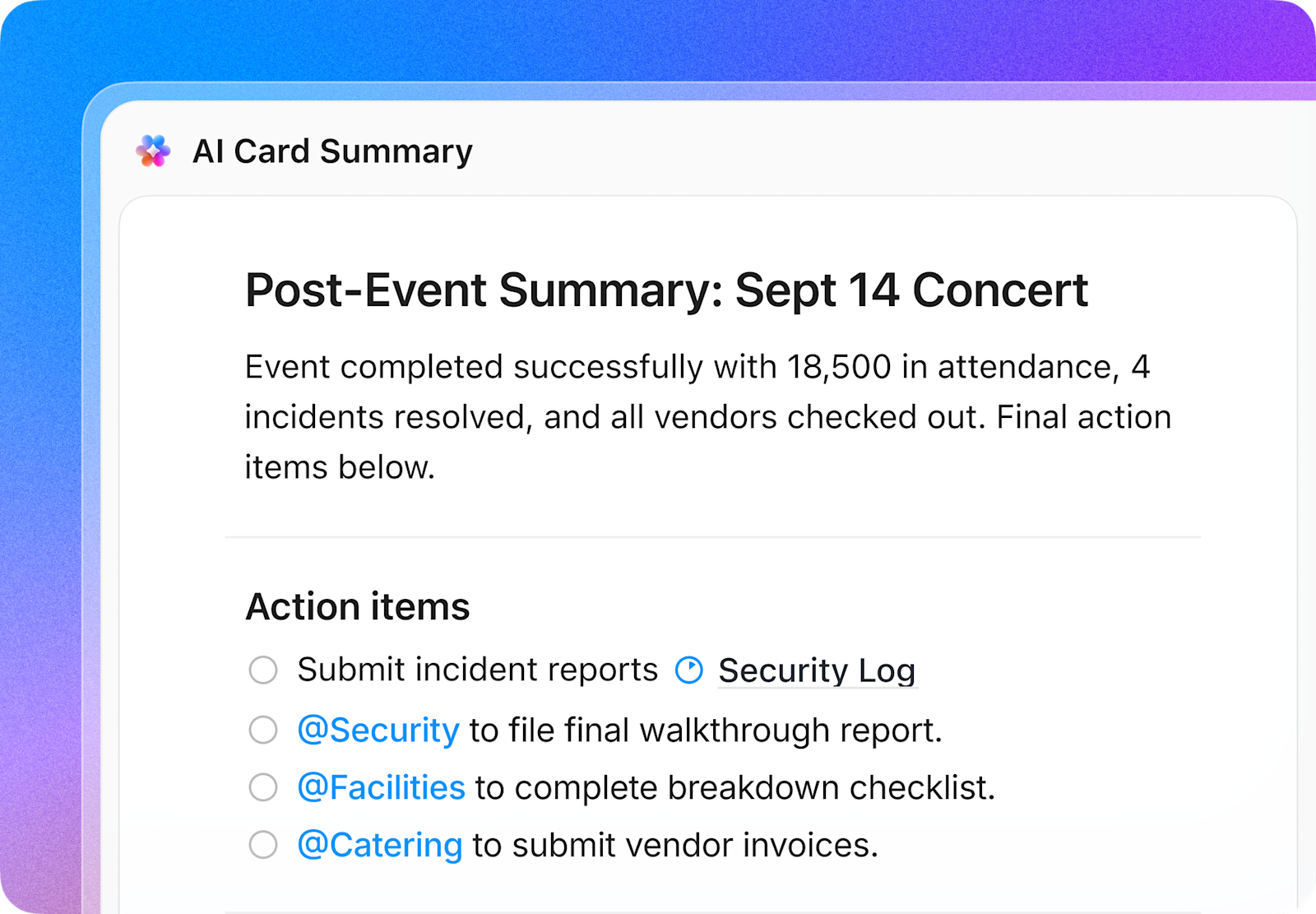 AI for Venue Operations | Stadium Operations Software | ClickUp